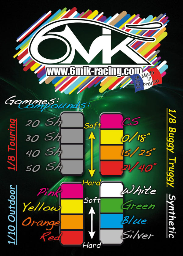 6MiK "AXIUM 4wd" 1/10 Front Staggered Indoor Tyres + Foam Inserts (1 p ...